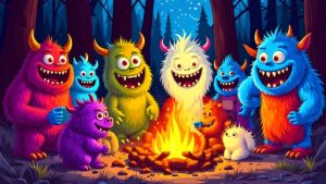 A Cozy Night: Friendly Fuzzy Monsters Around the Campfire | Star Mag
